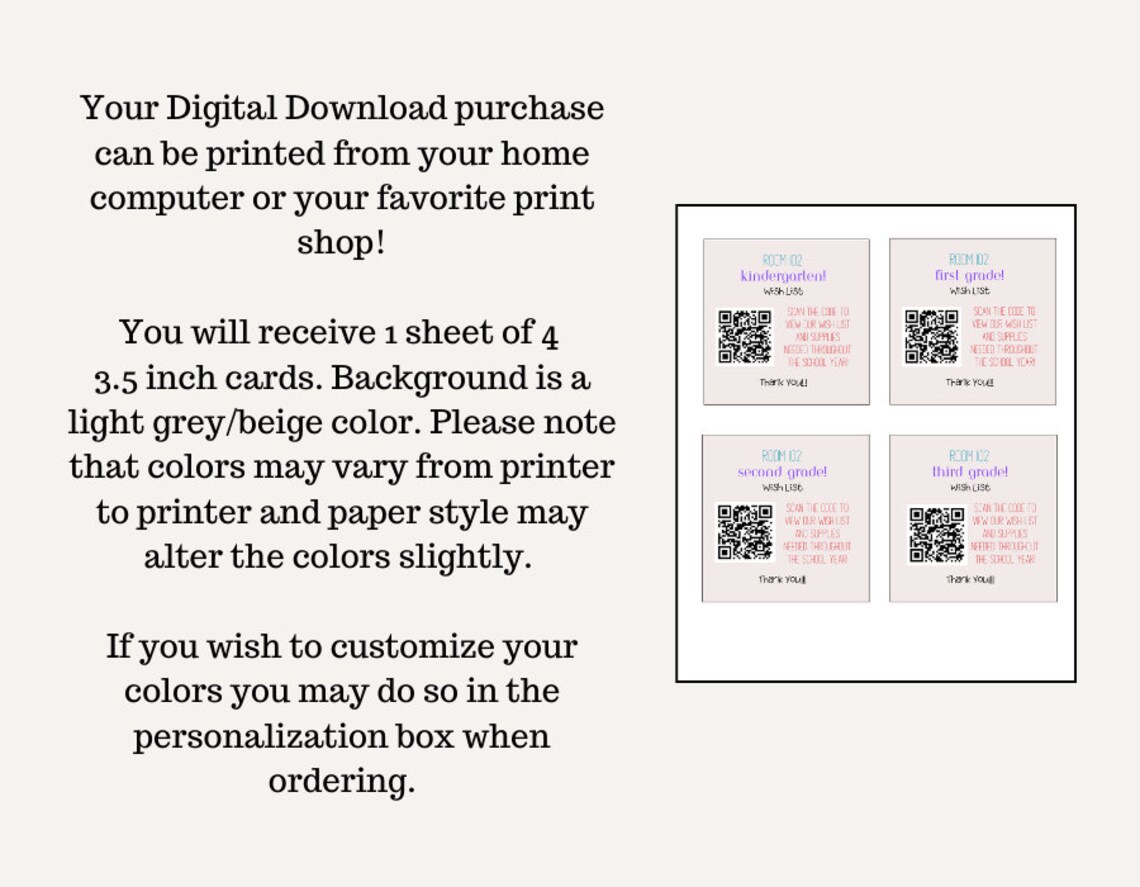 Printable Wish List QR Code Card, Classroom Wishlist QR Code, Teacher ...