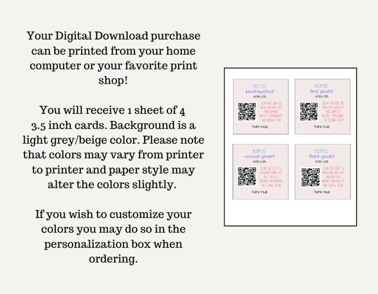 Printable Wish List QR Code Card, Classroom Wishlist QR Code, Teacher ...