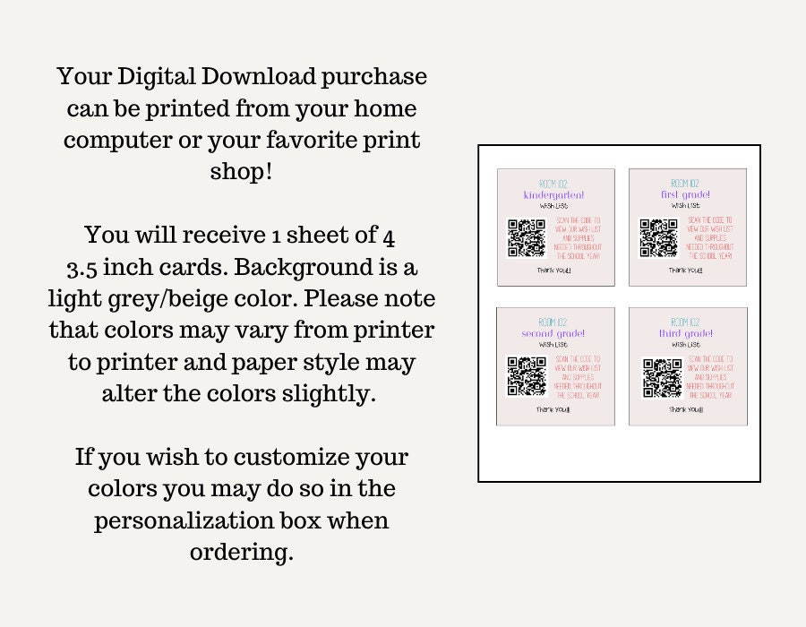 Printable Wish List QR Code Card, Classroom Wishlist QR Code, Teacher ...