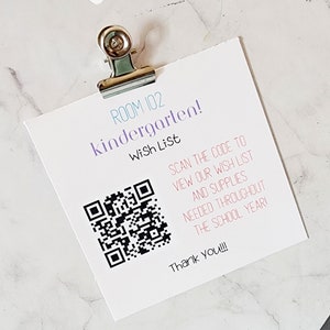 Printable Wish List QR Code Card, Classroom Wishlist QR Code, Teacher ...