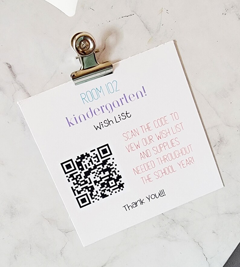Printable Wish List QR Code Card, Classroom Wishlist QR Code, Teacher ...