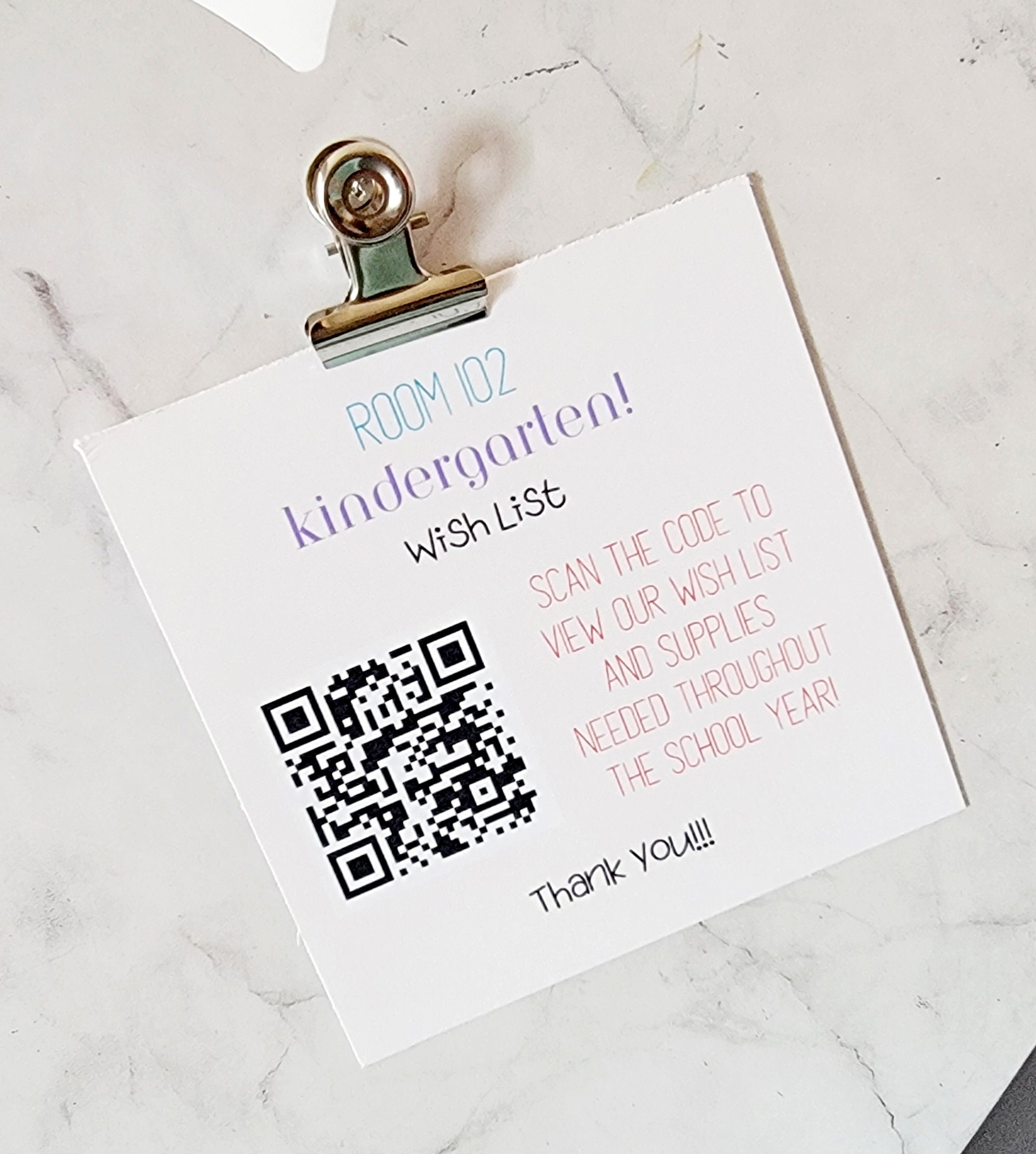 Printable Wish List QR Code Card, Classroom Wishlist QR Code, Teacher ...