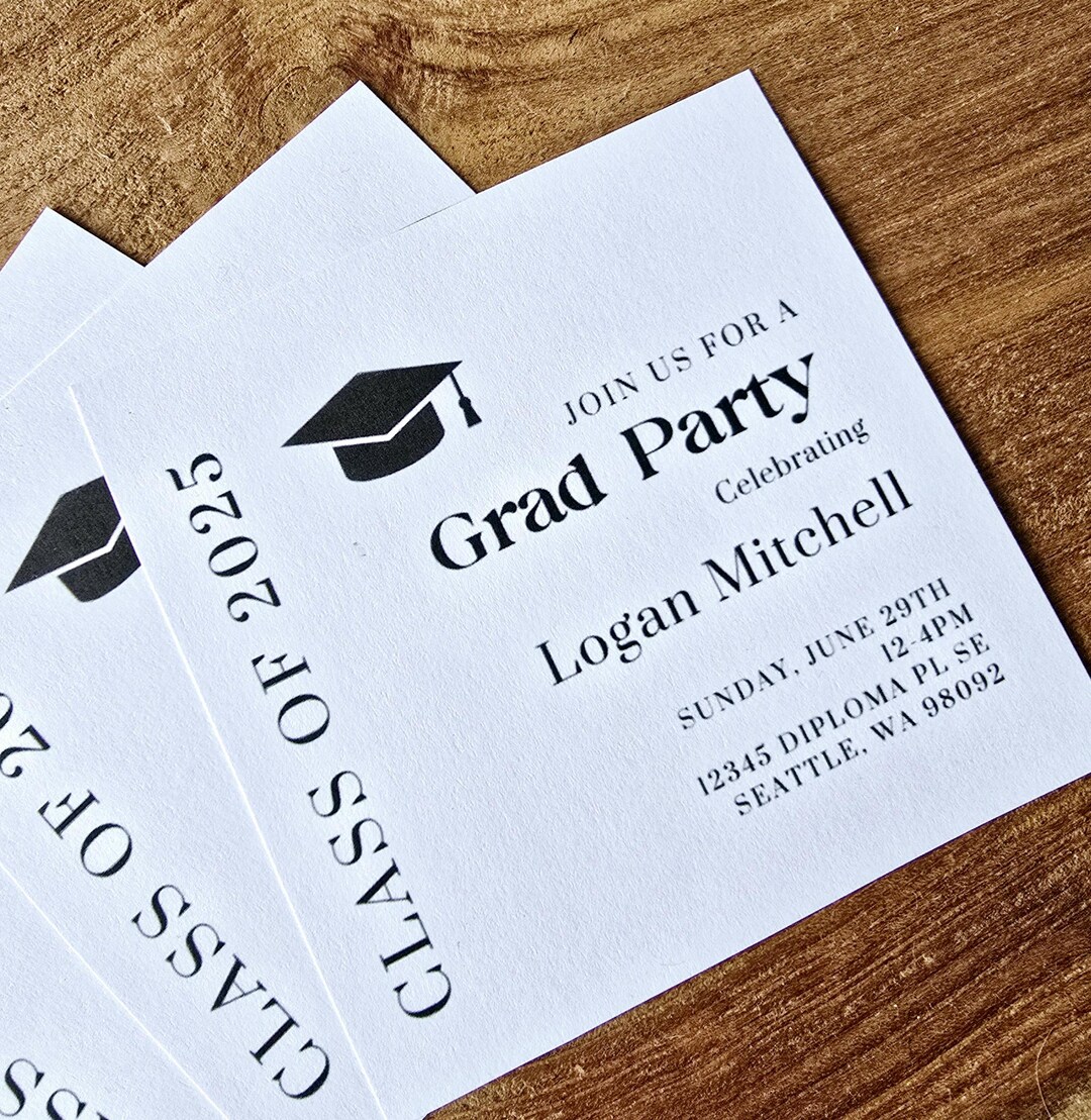 Classic Square Grad Party Inserts, Custom Graduation Details ...
