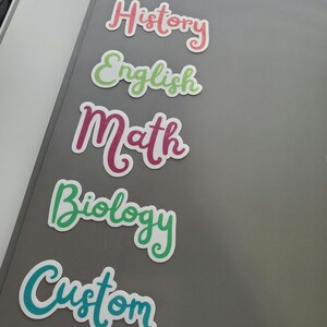 High School Subject Laminated Stickers, Notebook Stickers, Divider ...
