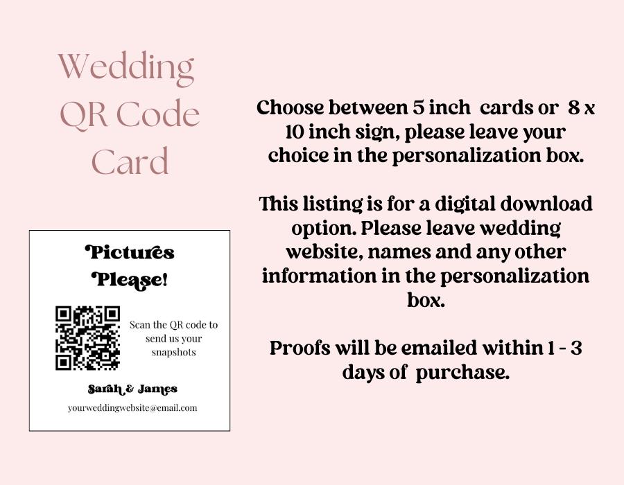 Printable Wedding QR Code Sign, QR Code Card for Wedding, Wedding ...