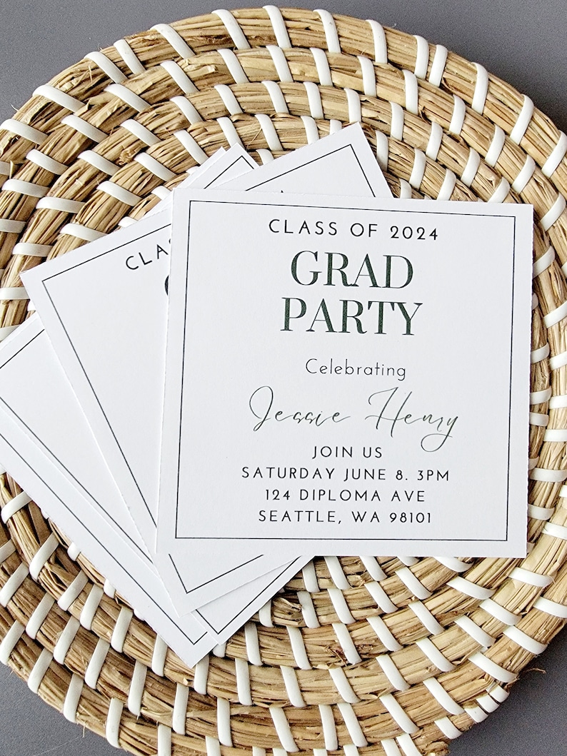 Printable Square Grad Party Inserts, Custom Graduation Details ...