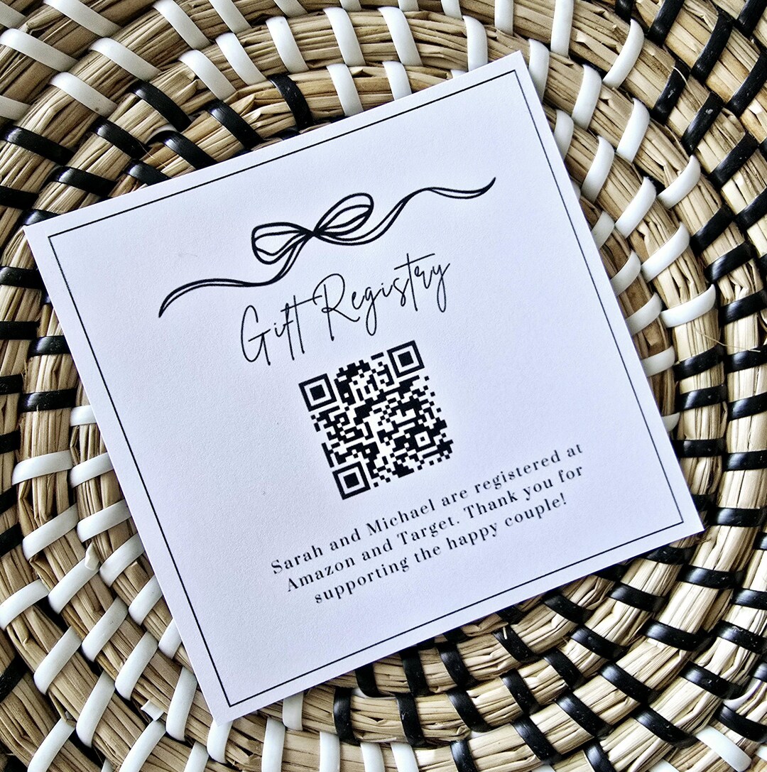 Wedding Invitation Enclosure Card, Gift Registry QR Code Card ...