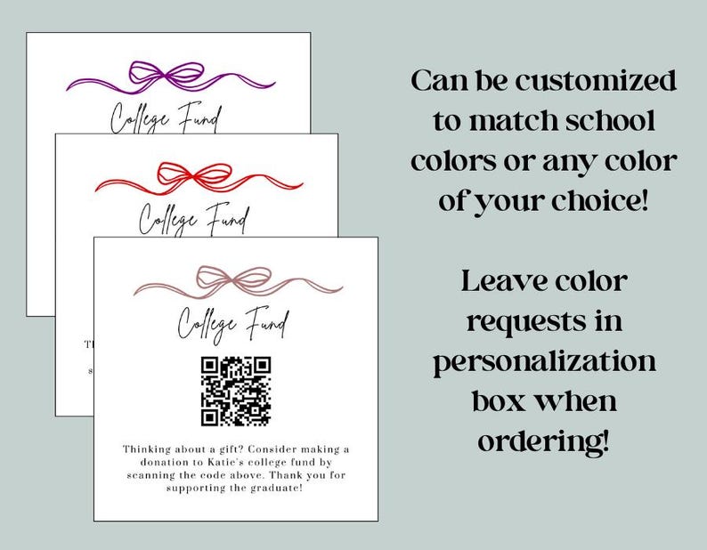 Printable Grad QR Code Cards, Graduation Announcement Inserts, College ...