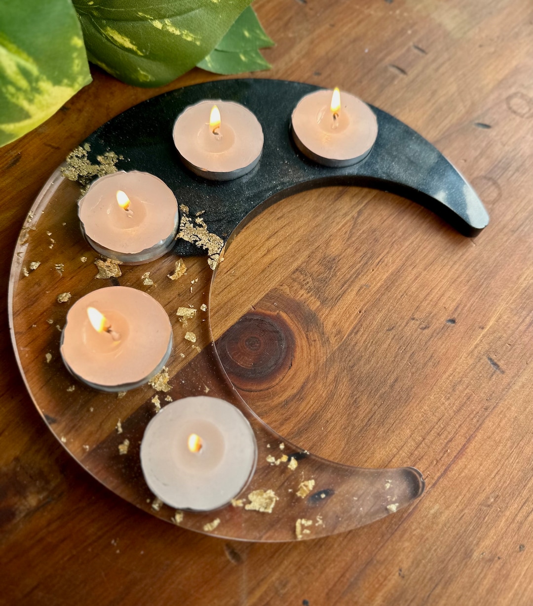 Personalized Moon Shaped Candle Holder, Candle Holder, Spiritual Candle ...