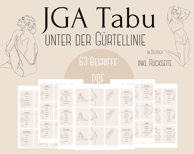 Hochzeits Tabu zum Download und Ausdrucken mit 99 Begriffen für JGA ...