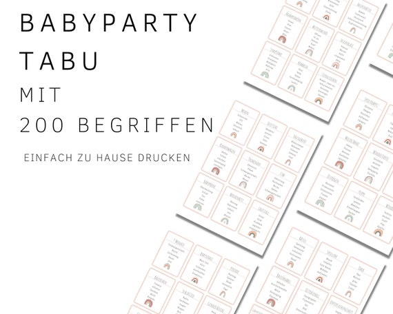 Babyparty Tabu 200 Karten Spiel / Schwangerschaft Elternsein - Etsy