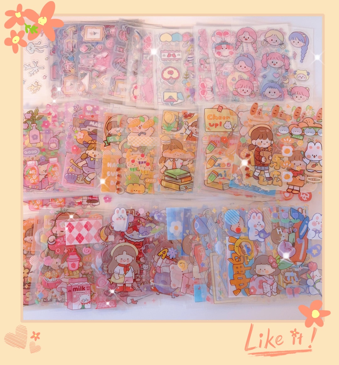 10 Sheets Cute Kawaii Mini Sticker Sheets(3”x3”)cute Stationery Grab ...