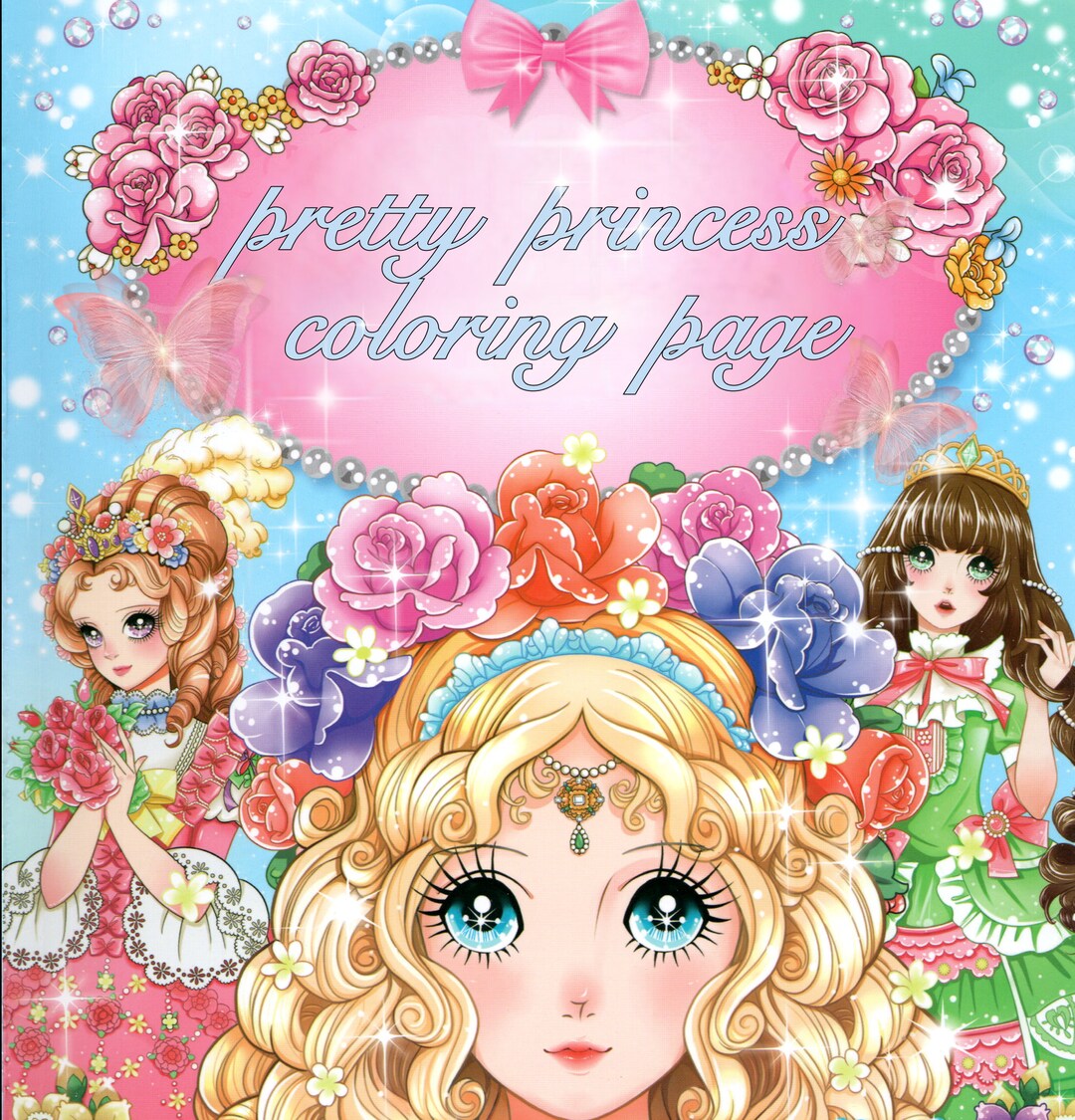 20 Pages Cute Fancy Princess Coloring Book Pages-colored Background ...