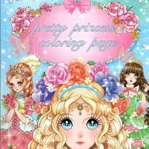 20 Pages Cute Fancy Princess Coloring Book Pages-colored Background ...