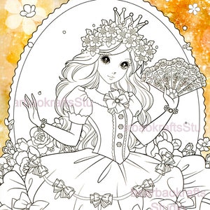 20 Pages Cute Fancy Princess Coloring Book Pages-colored Background ...