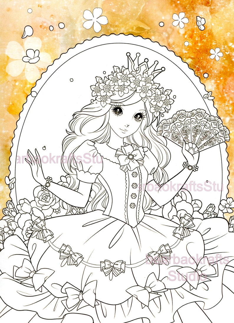 20 Pages Cute Fancy Princess Coloring Book Pages-colored - Etsy