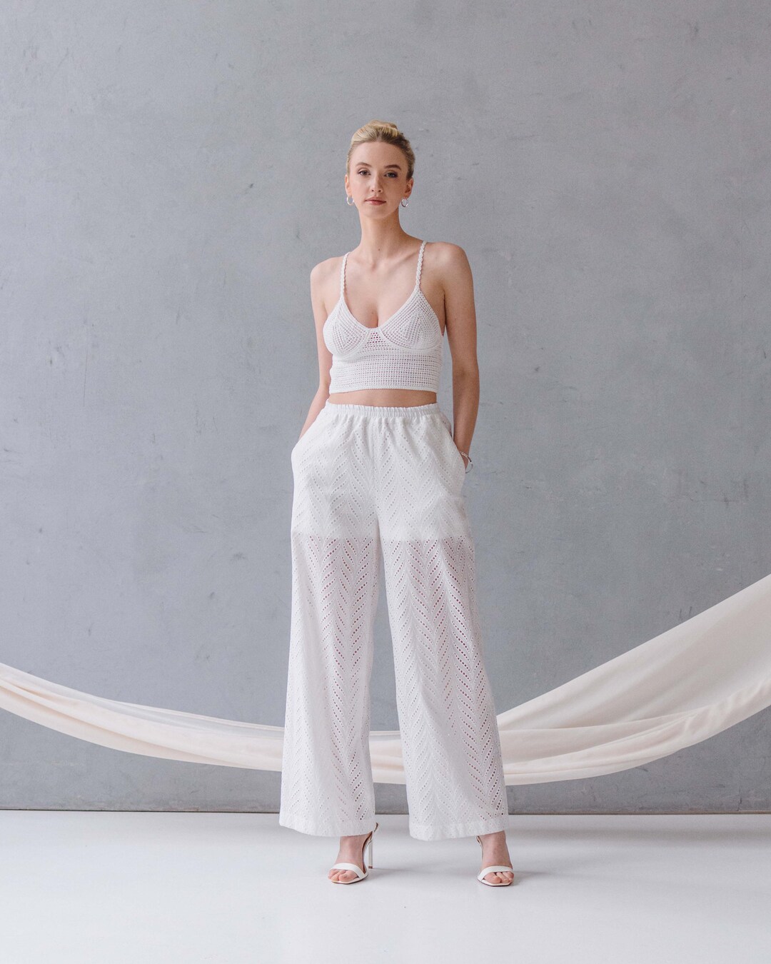 Bestickte Leinenhose: Boho Strandhose aus Bio-Baumwolle - Etsy Österreich