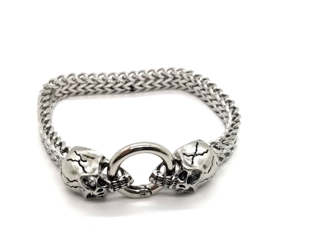 Two-headed Skull Bracelet Men's Stainless Steel - Etsy