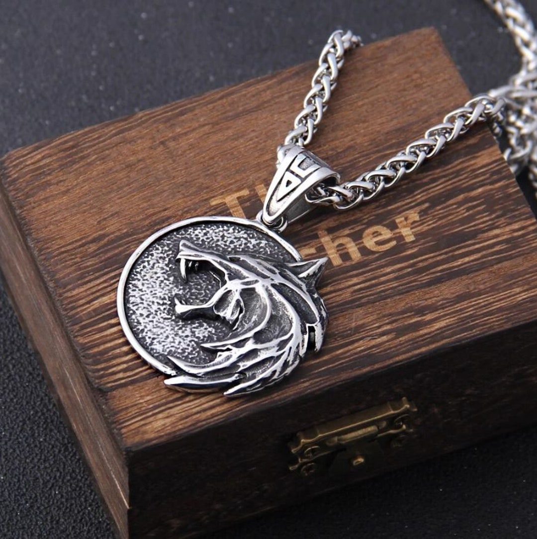 Wolf Pendant Stainless Steel Necklaces Wizard Chain - Etsy