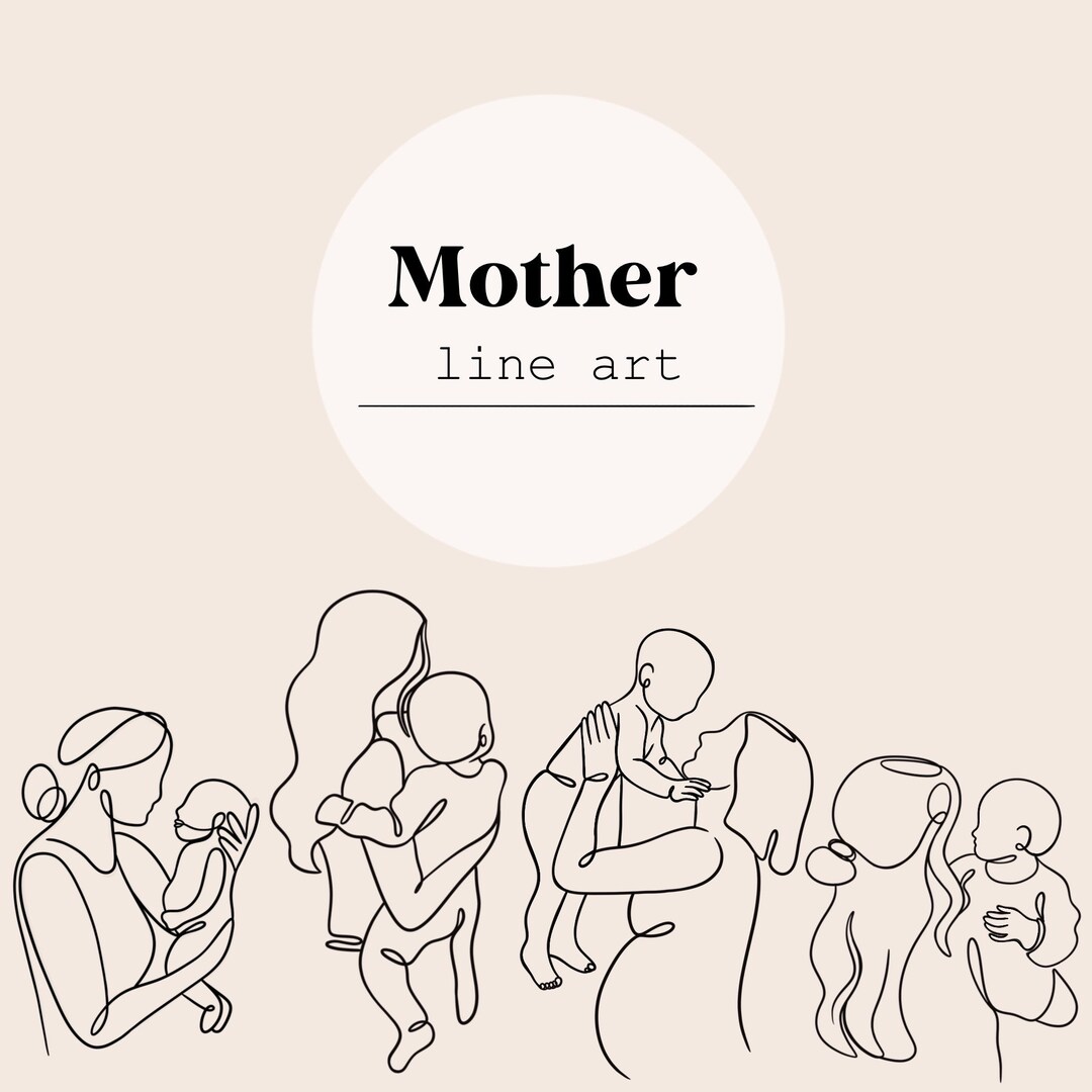 Mother & Baby Line Art SVG, PNG, Ai - Etsy Australia