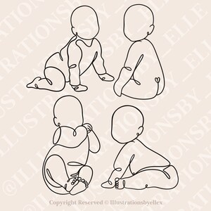 Baby Line Art | Child, Baby, Newborn Toddler, Line Drawing | Instant ...
