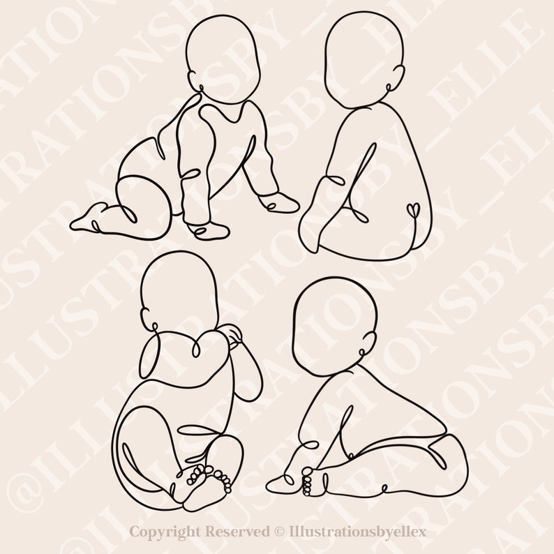 Baby Line Art Child Baby Newborn Toddler Line Drawing - Etsy