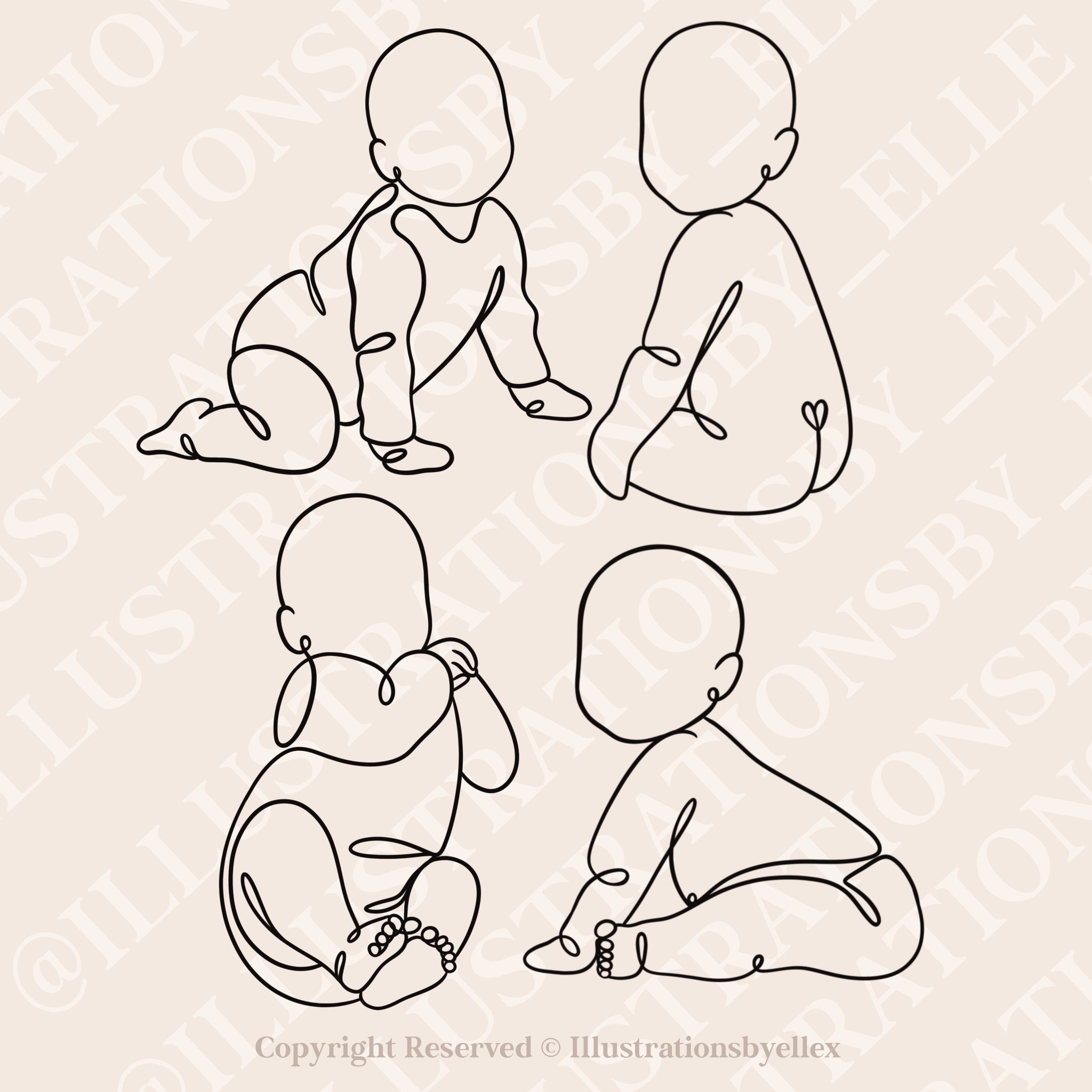 Baby Line Art Child Baby Newborn Toddler Line Drawing - Etsy