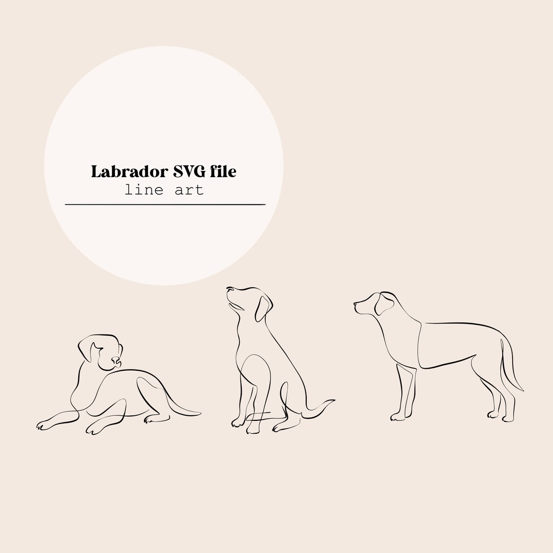 Labrador Line Art | Dog Puppies Line Drawing | Line Digital File ...