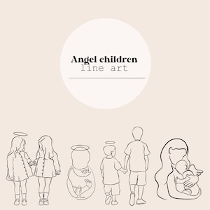 Angel Children Line Art | Baby, Child, Newborn Loss, Angel Wings ...