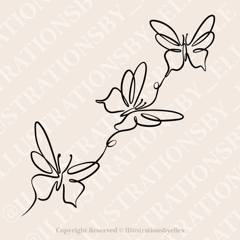 Butterfly Line Art Butterflies Line Drawing Line Digital - Etsy