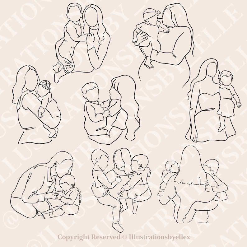 Mother & Child 20 SVG Line Art Mum and Baby Line Drawing - Etsy Australia
