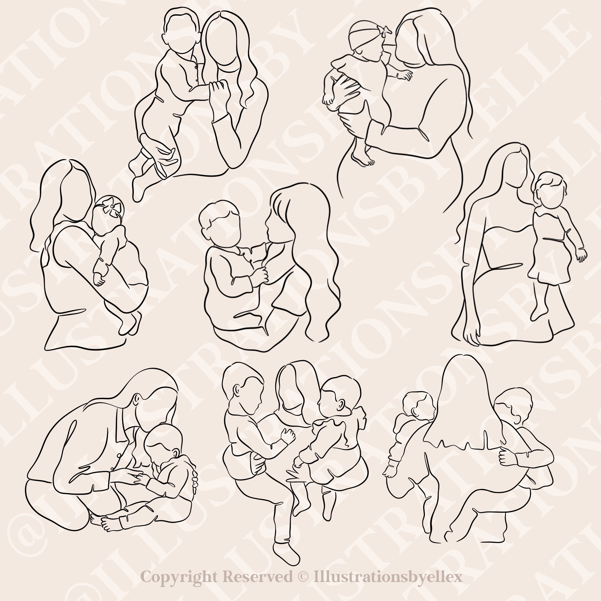 Mother & Child 20 SVG Line Art Mum and Baby Line Drawing - Etsy Australia