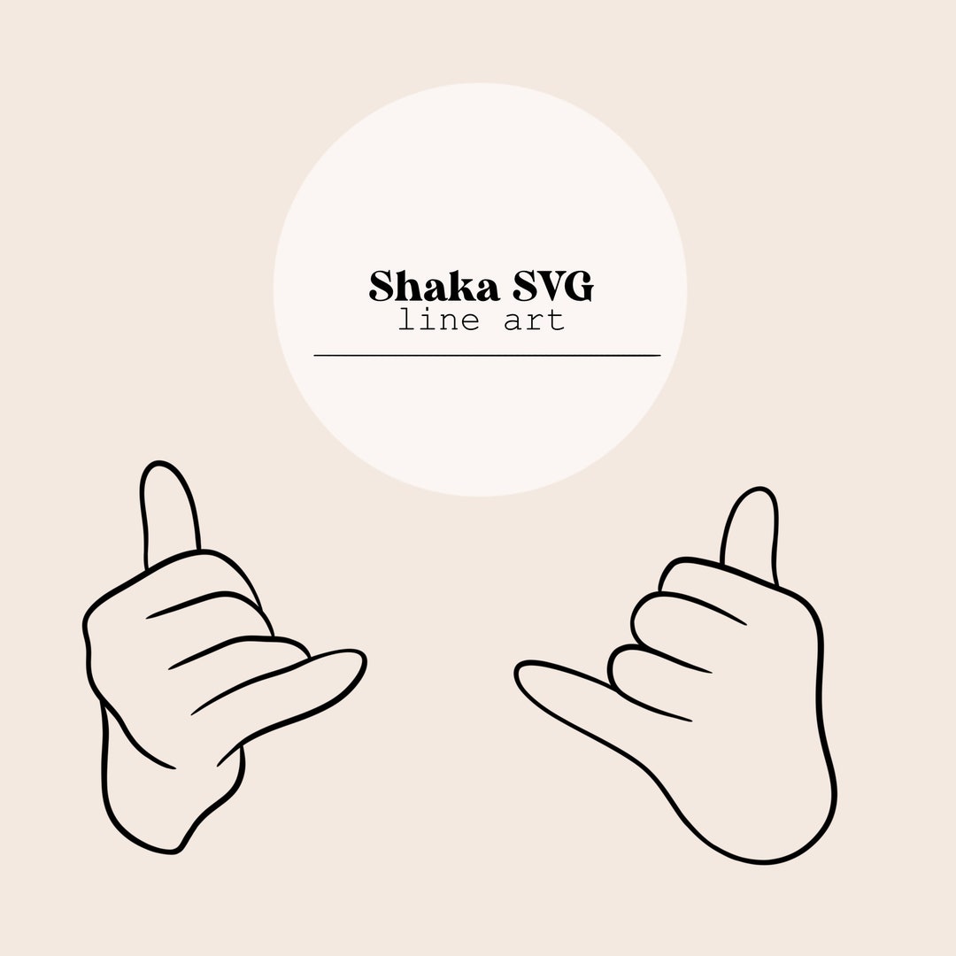Shaka Line Art | Hand Shaka Line Drawing | Line Digital File | Laser ...