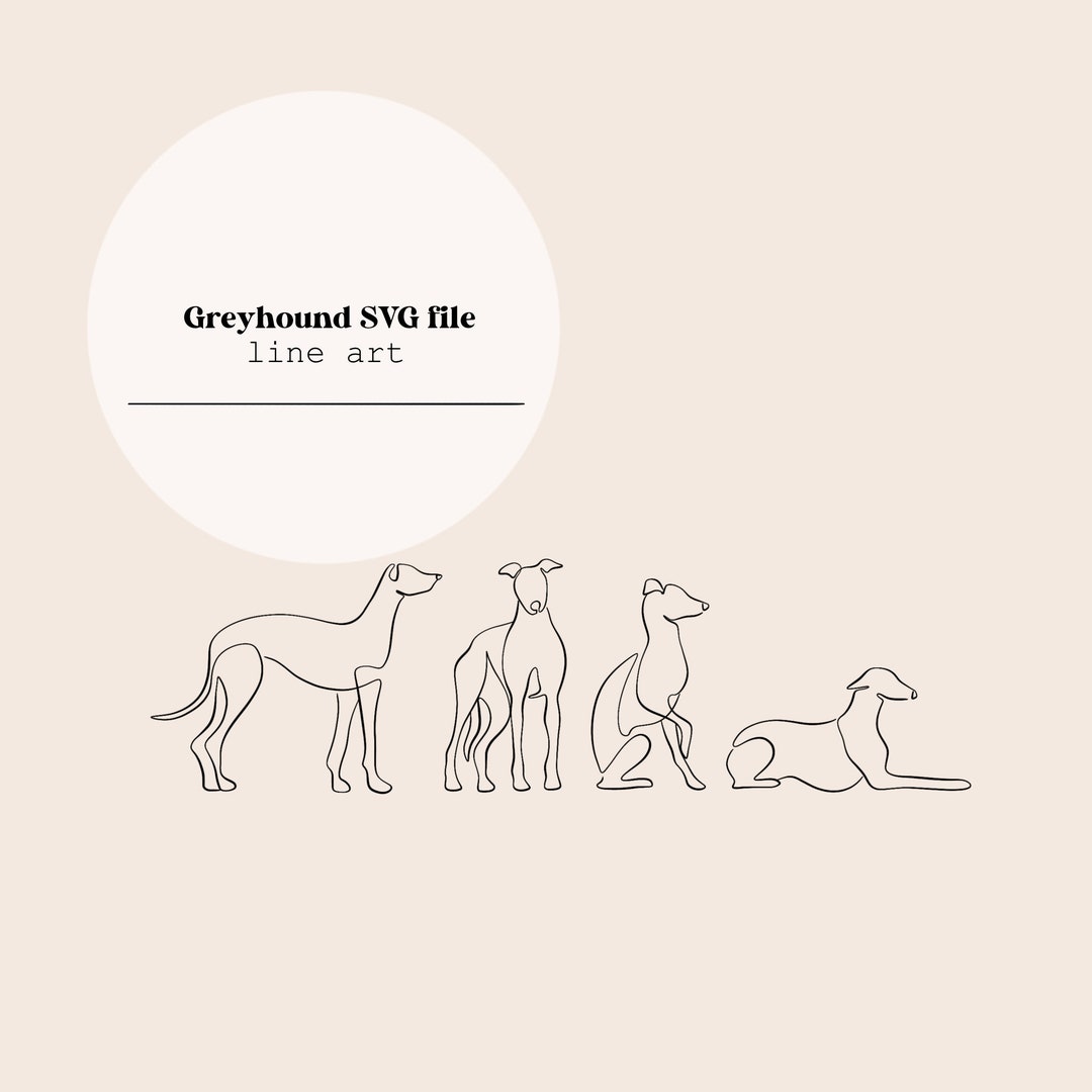 Greyhound Line Art | Dog Puppies Line Drawing | Line Digital File ...