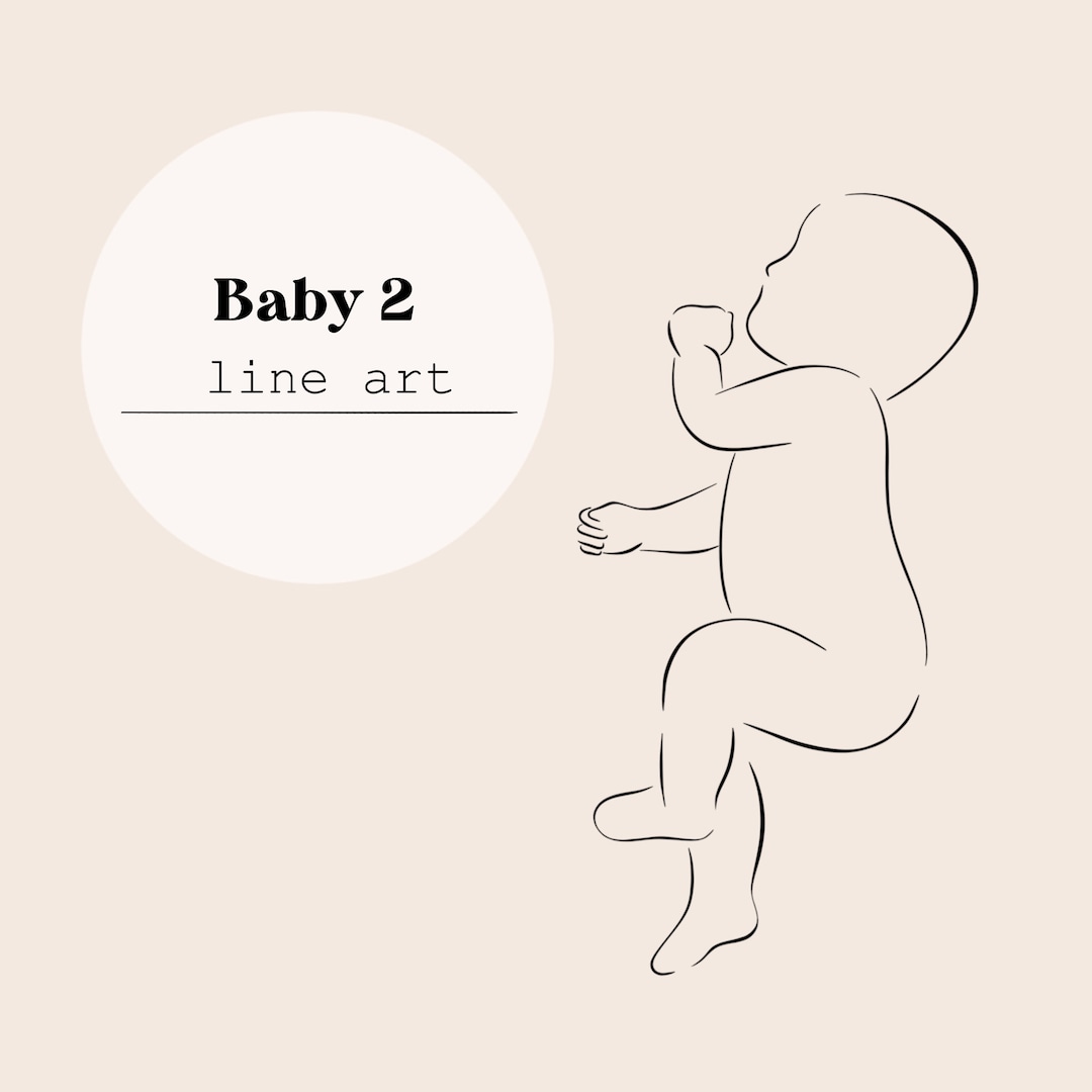 Baby Line Drawing 2 | Newborn Line Drawing Digital File | Scale 1:1 ...