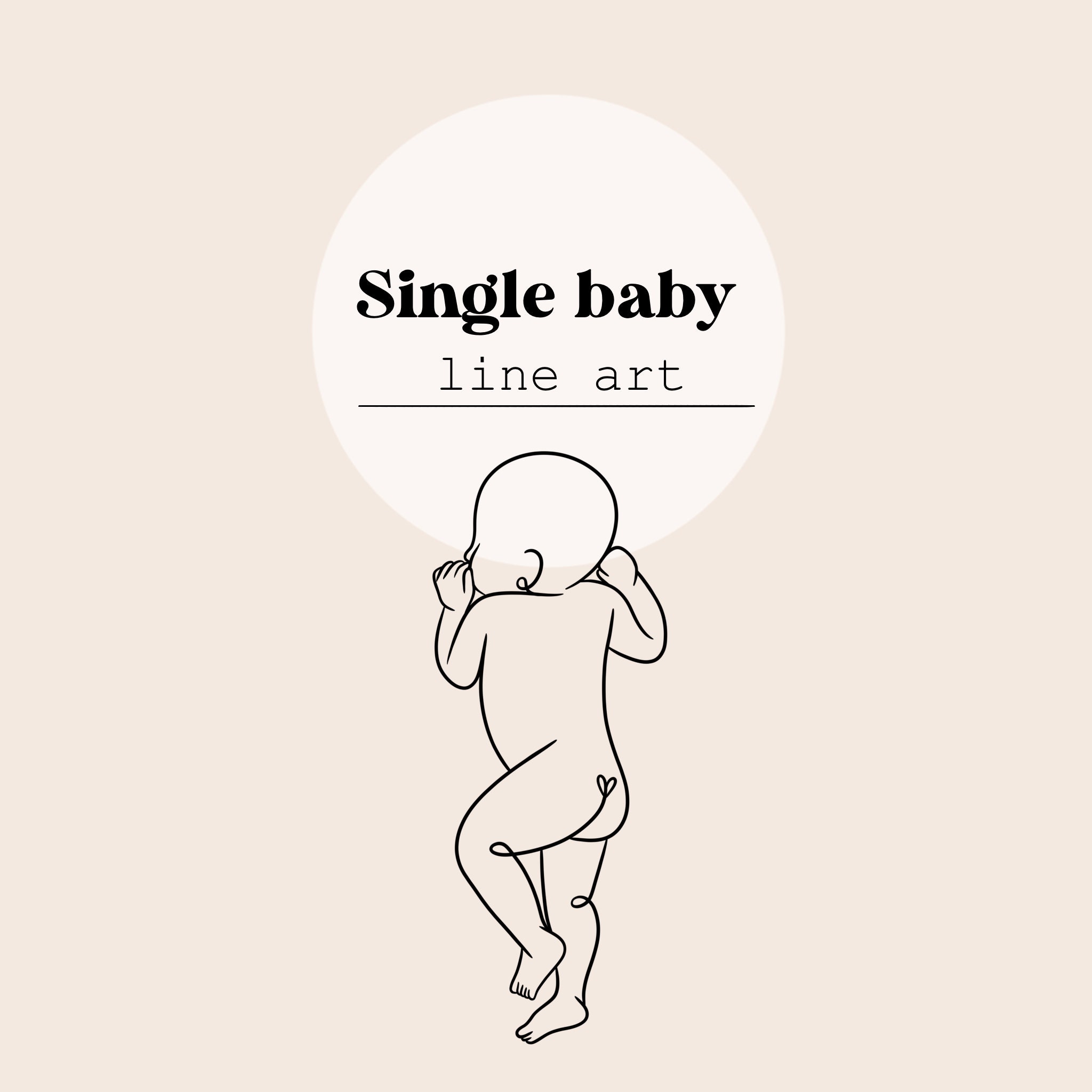 Baby Line Art Newborn Line Drawing Digital File Scale 1:1 - Etsy