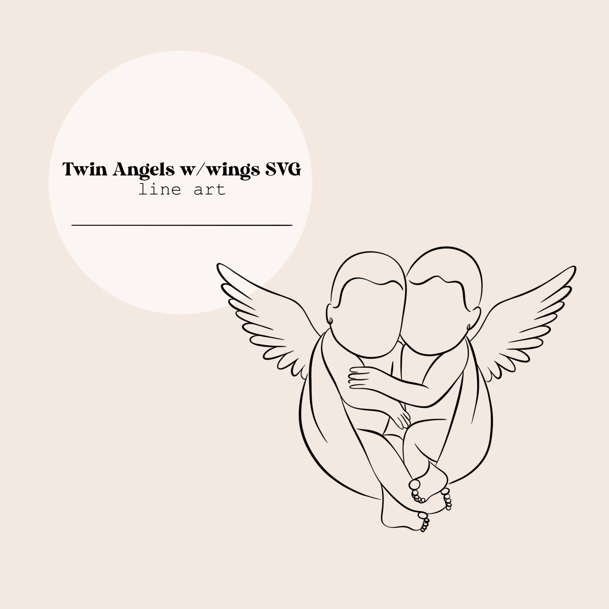 Twin Baby Angels Luna TWIN Baby With Wreath Personalised Birth Poster