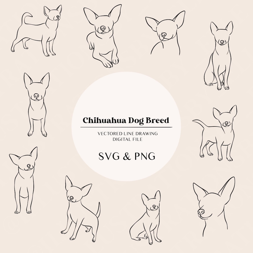 Chihuahua Dog Line Art | Dog Puppies Line Drawing | Chihuahua Dog Line ...