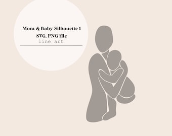 Mother & Child 20 SVG Line Art Mum and Baby Line Drawing Line Digital ...