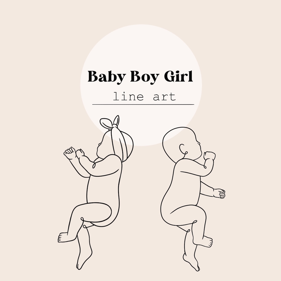 Baby Line Drawing - Boy Girl Cutting File | Newborn Line Drawing ...