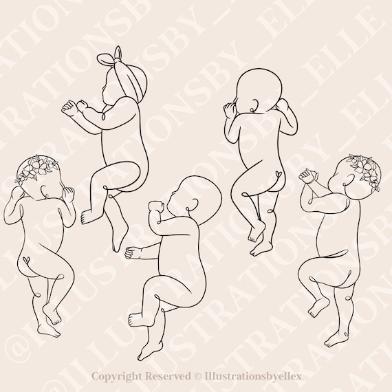 Newborn Baby Outline New Born Baby Drawing Stock Illustrations