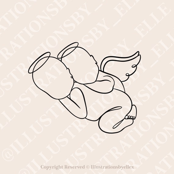 Twin Baby Angel Drawings