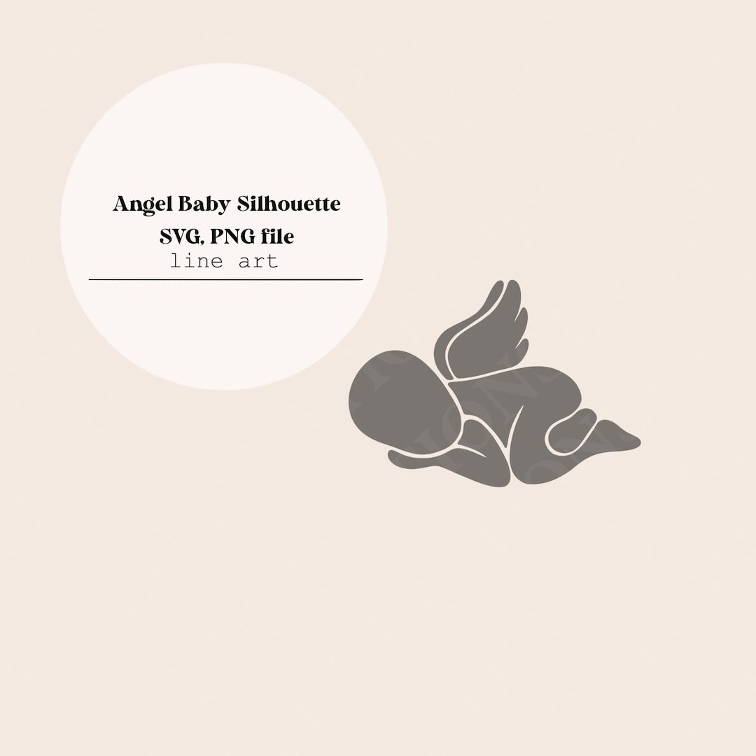 Angel Baby Silhouette With Wings Line Art | Mother and Child Baby Line ...