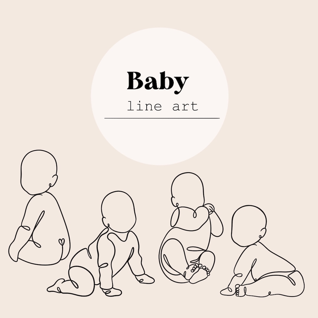 Baby Line Art | Child, Baby, Newborn Toddler, Line Drawing | Instant ...