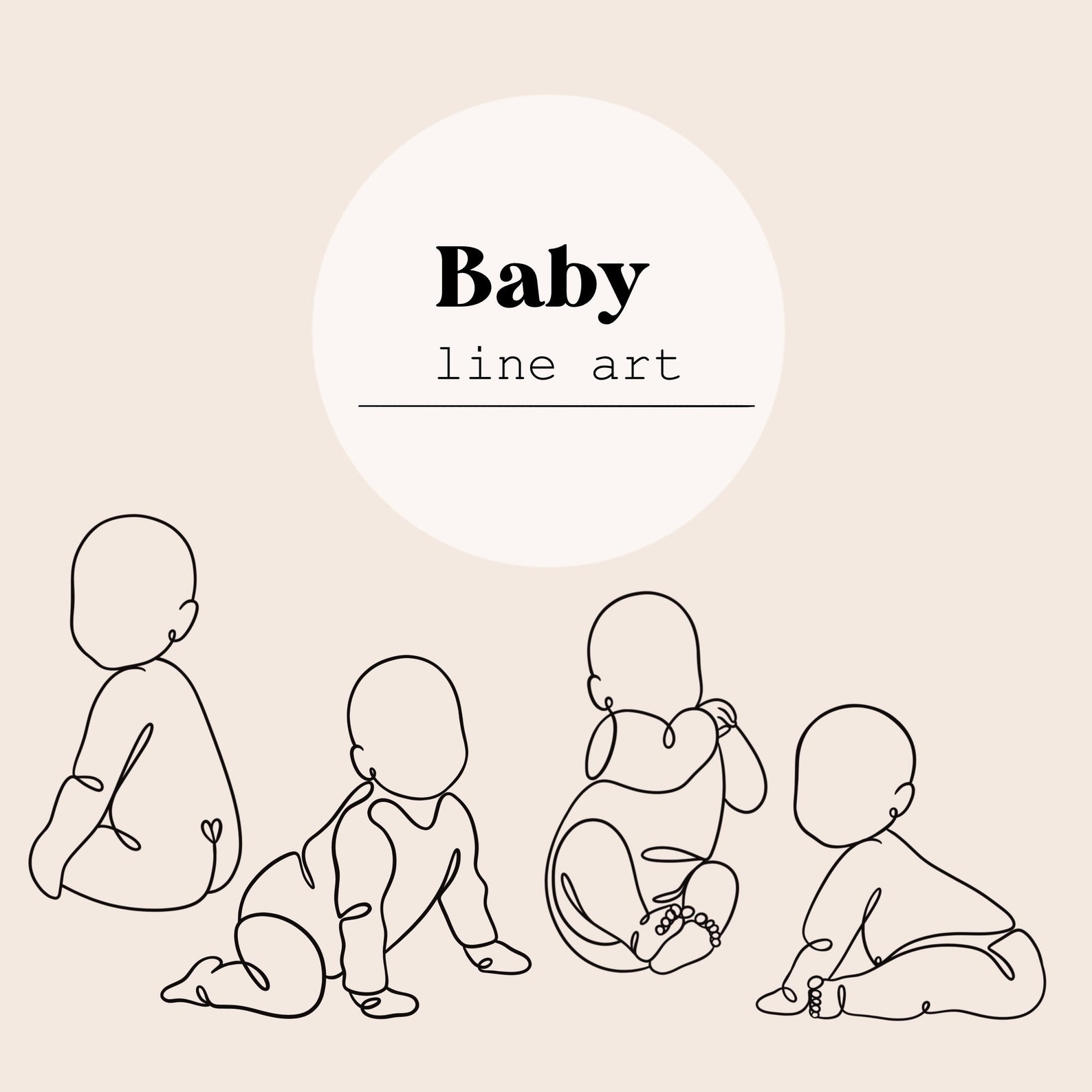 Baby Line Art Child Baby Newborn Toddler Line Drawing - Etsy