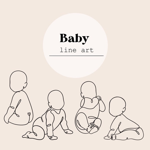 Baby Girl Line Art Svg - Etsy