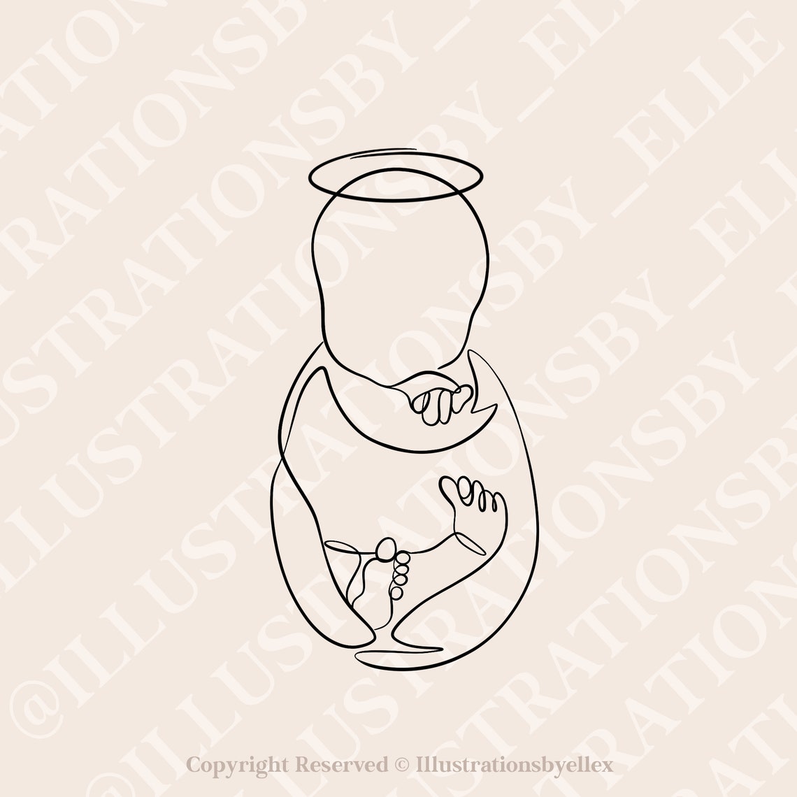 Angel Baby Line Art Baby Miscarriage Line Drawing Memorial - Etsy