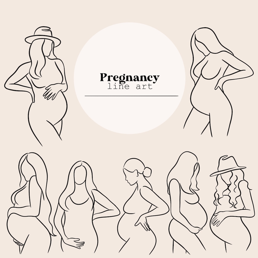 Pregnancy Line Art | Mother | Pregnant Belly | Baby Newborn | Birth ...