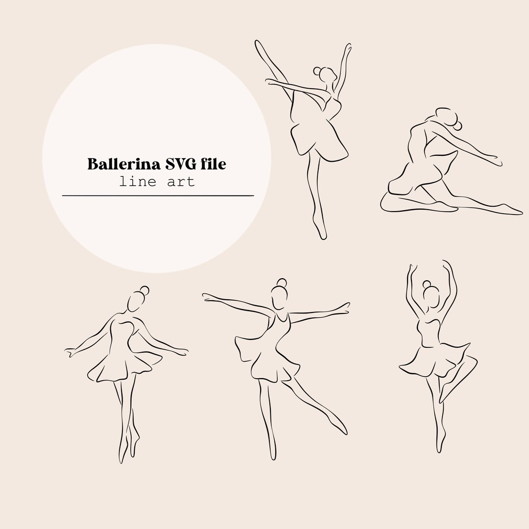 Ballernia Line Art | Dancer Line Drawing | Ballerina Dancing Line ...