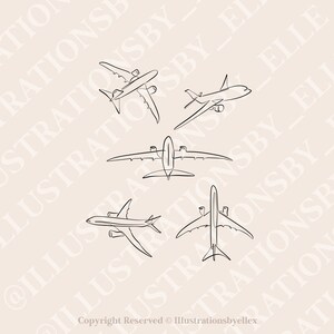 Planes Line Art | Aeroplanes Line Drawing | Flying Plane Line Digital ...